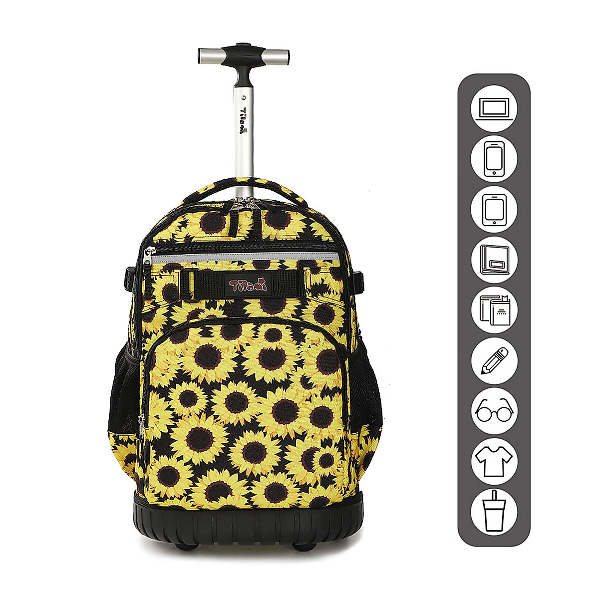 Tilami Rolling Backpack 18 inch Wheeled Backpack School College Student Travel Trip Boys and Girls