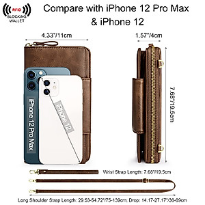 S-ZONE Women Vintage Genuine Leather Tote Bag Bundle with Travel Wallets RFID Blocking Leather Clutch Crossbody Purse Passport Card Holder