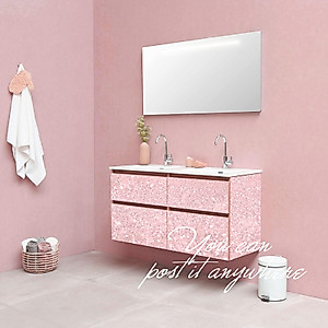 Qianglive Glitter Pink Contact Paper 17.3"×120" Self Adhesive Sparkly Pink Peel and Stick Wallpaper Bling Flash Wallpaper for Cabinet DIY Decoration