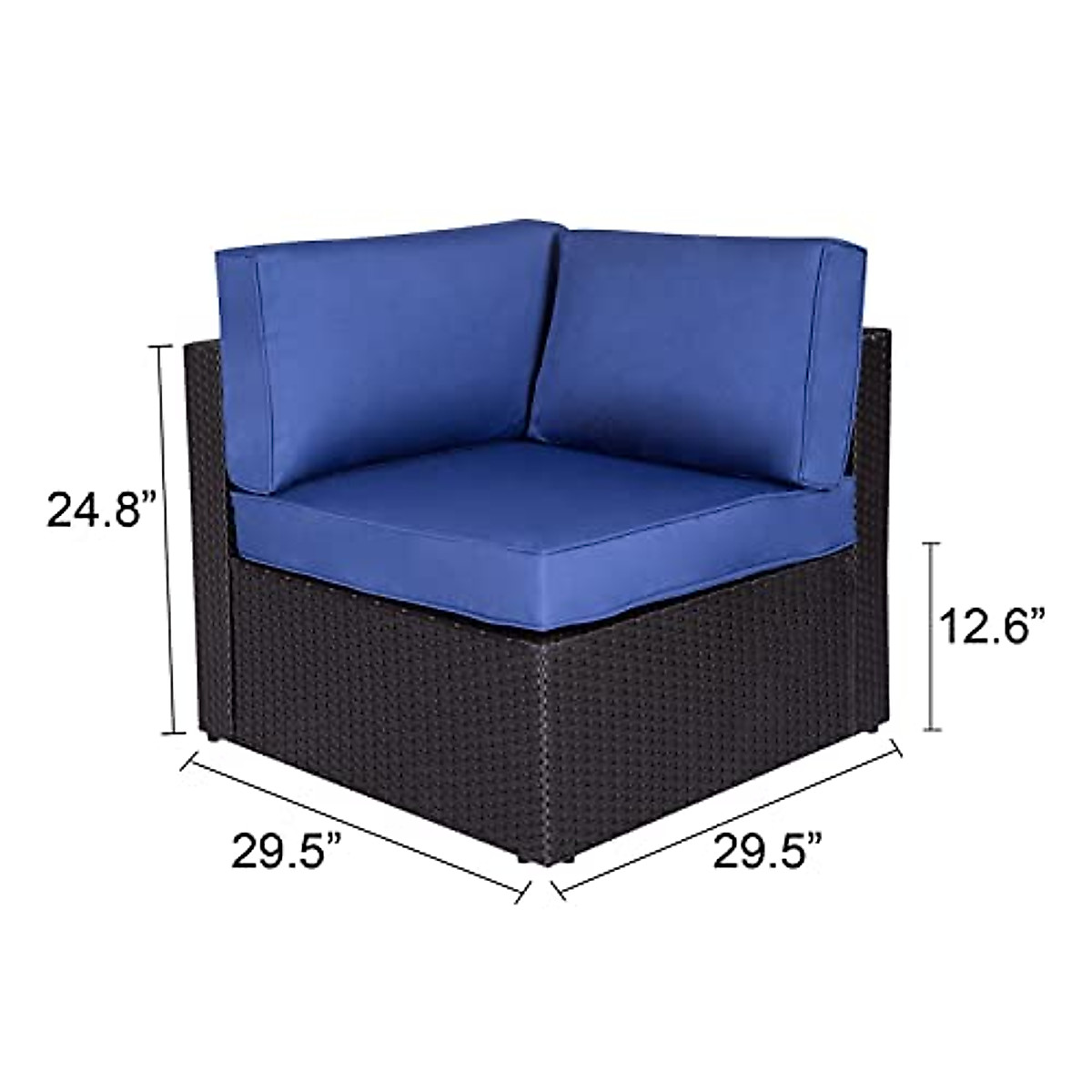 Kinsunny Wicker Loveseats Patio Sectional Corner Sofa Rattan Outdoor Thick Sofa Set