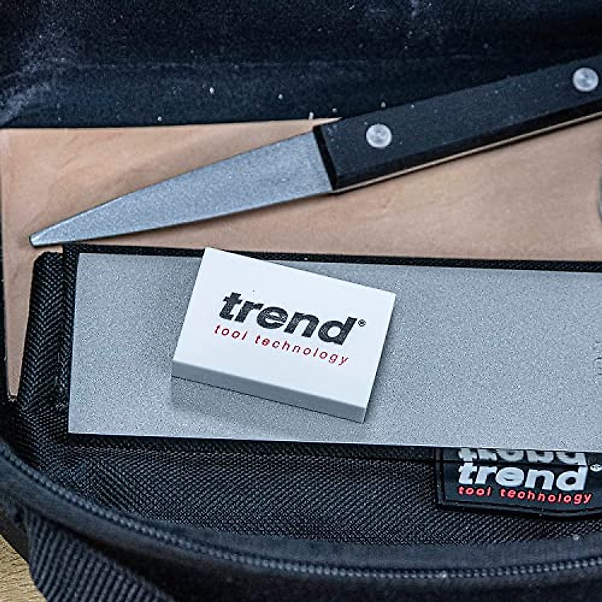 Trend Complete Sharpening Set: 6 Inch Diamond Bench Stone, Tapered File, Leather Strop, Lapping Fluid, Mirror Paste, Cleaning Block & Storage Case, DWS/KIT/K