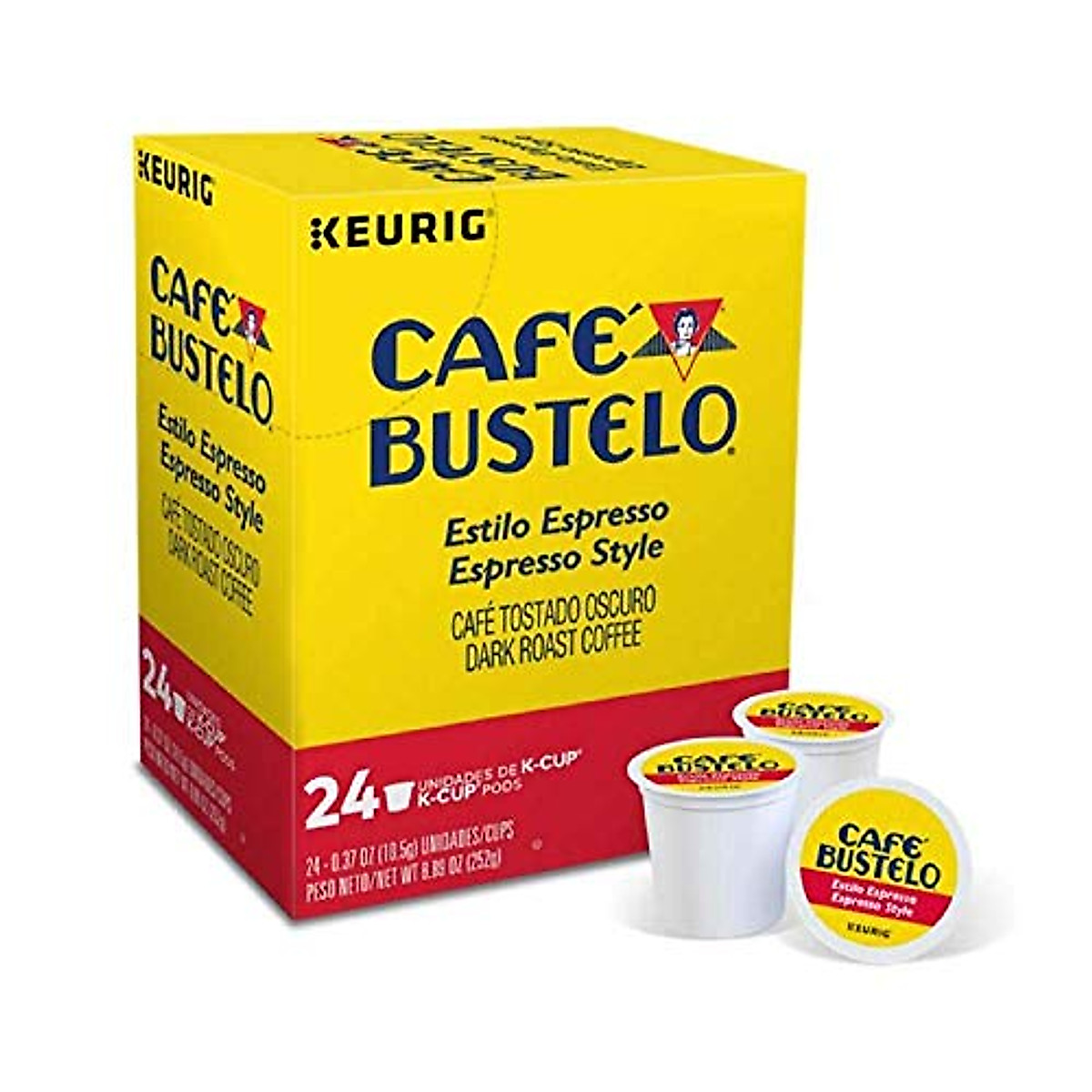 Keurig Coffee Pods K-Cups 16 / 18 / 22 / 24 Count Capsules ALL BRANDS / FLAVORS (24 Pods Cafe Bustelo - Espresso Style)