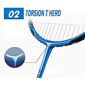 Senston - 100% Carbon Fiber Badminton Racquets Set - includes 1 Badminton Bag / 2 Rackets / 2 Grips (Blue + Yellow)