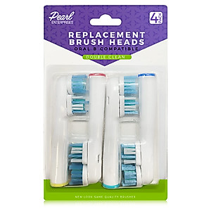 Oral-B Compatible Replacement Toothbrush Heads Double Clean for Oralb Braun Electric Toothbrush Replacement Heads for Oral B Pro, 1000, 8000, 9000, Sonic, Adults, Kids, Vitality, Dual (4)