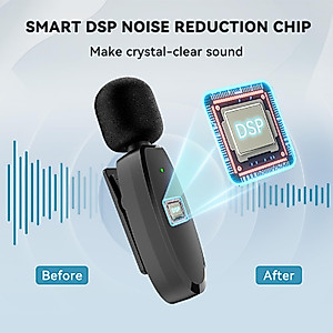 macvor 393FT Wireless Lavalier Mics for iPhone, Android, Laptop - Noise-Reducing Mini Microphones for Video Recording, Streaming, Interviews, Vlogs, YouTube, TikTok