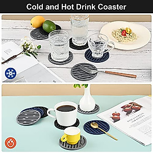 Smithcraft Silicone Coasters for Drinks, Coaster Set of 8, Drink Coasters for Coffee Table, Cute Cup Coasters with Holder, Hot or Cool Coasters for Bar Suitable for All Kinds of Cups and Glasses Blue