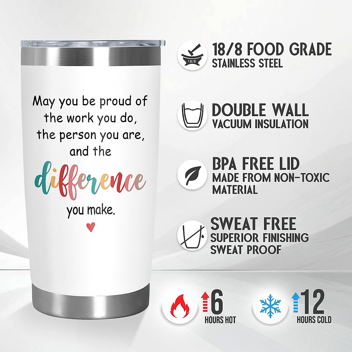 OASSIE Appreciation Gifts for Coworkers - 20 oz Stainless Steel Insulated Coffee Tumbler With Lid - Mothers Day Birthday Inspirational Thank You Gifts for Women Boss Lady Friends Employee Teachers