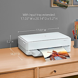HP Envy 6052e All-in-One Wireless Color Inkjet Printer, Print Copy Scan, 2-Sided Printing, WiFi USB Bluetooth Connectivity, Instant Ink Ready, White (Renewed)