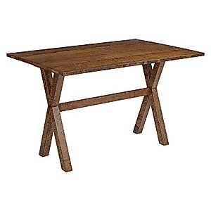 OSP Home Furnishings McKayla Solid Wood and Veneer Flip Top Table, Distressed Brown Finish