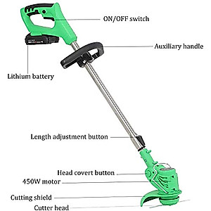 NANDAN 21V Cordless Grass Trimmer,Electric Trimmer/Edger Cutting Width 30CM with Plastic and Metal Blades Grass Brush Cutter Kit Pruning Cutter Garden Tools