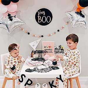 1 PCS Halloween Happy Birthday Cake Topper Glitter Jack and Sally Castle Ghost Halloween Cake Pick for Nightmare Before Christmas Theme Baby Shower Birthday Party Cake Decorations Supplies