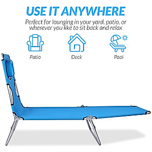 Elevon Foldable Lightweight Face Down Tanning Chaise Lounge Chair with Face and Arm Holes