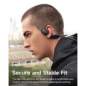 SoundPEATS Air Conduction Headphones, RunFree Lite Open-Ear Sports Bluetooth V5.3 Headphones with Bass Boost and 17 Hours, Sweatproof Ultralight Headset for Running, Workouts, USB-C