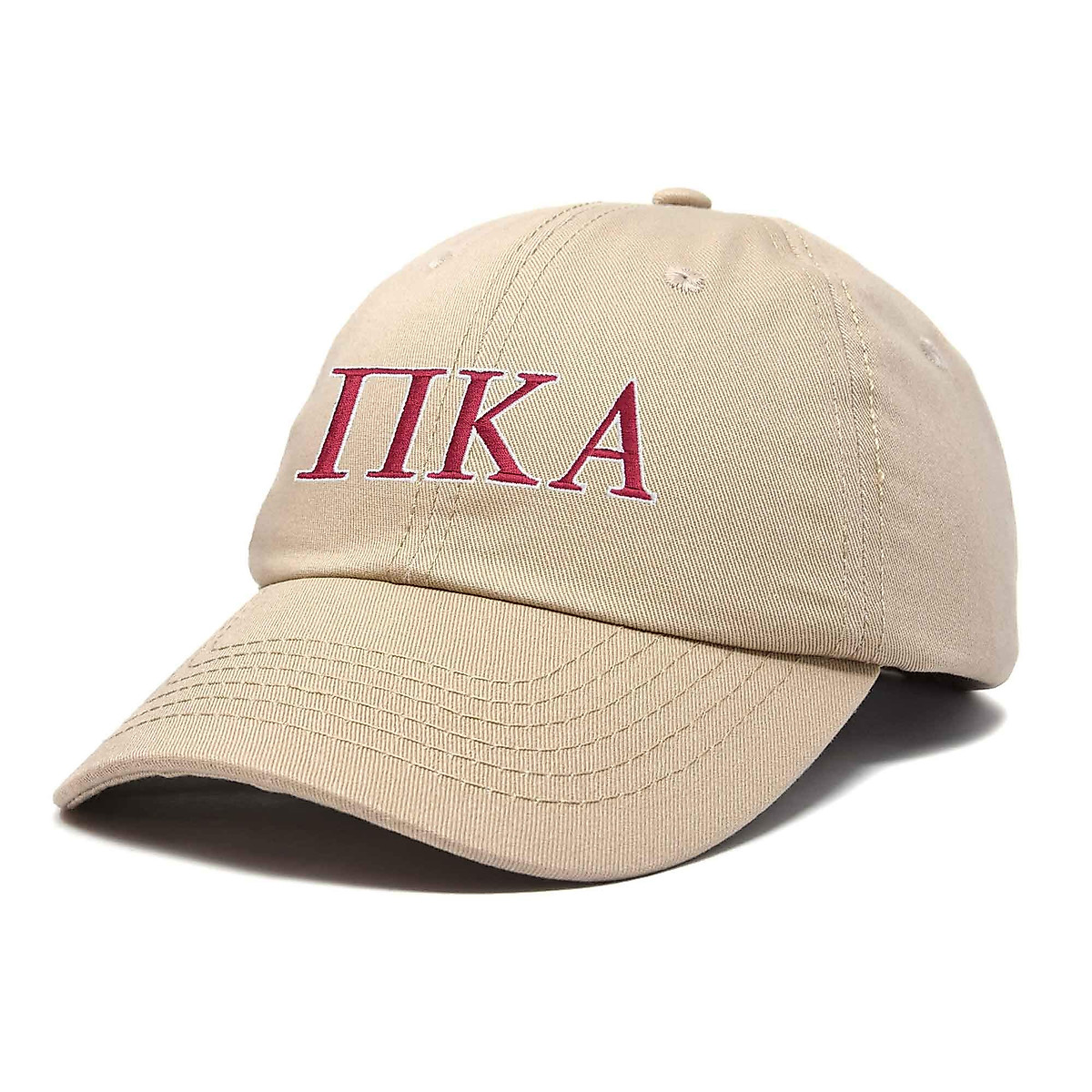 DALIX Pi Kappa Alpha Greek Letters Ball Cap Embroidered Hat in Khaki