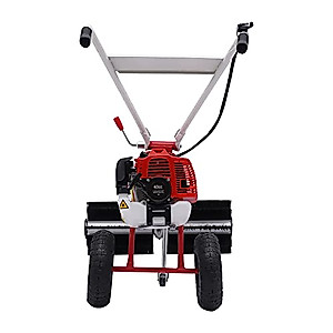 Gas Power Hand Held Walk Behind Sweeper,1.7HP 43CC 2 Stroke Park Garden Cleanning Sweeper Machine Set for Sidewalk Grass Snow Cleaning Lawn