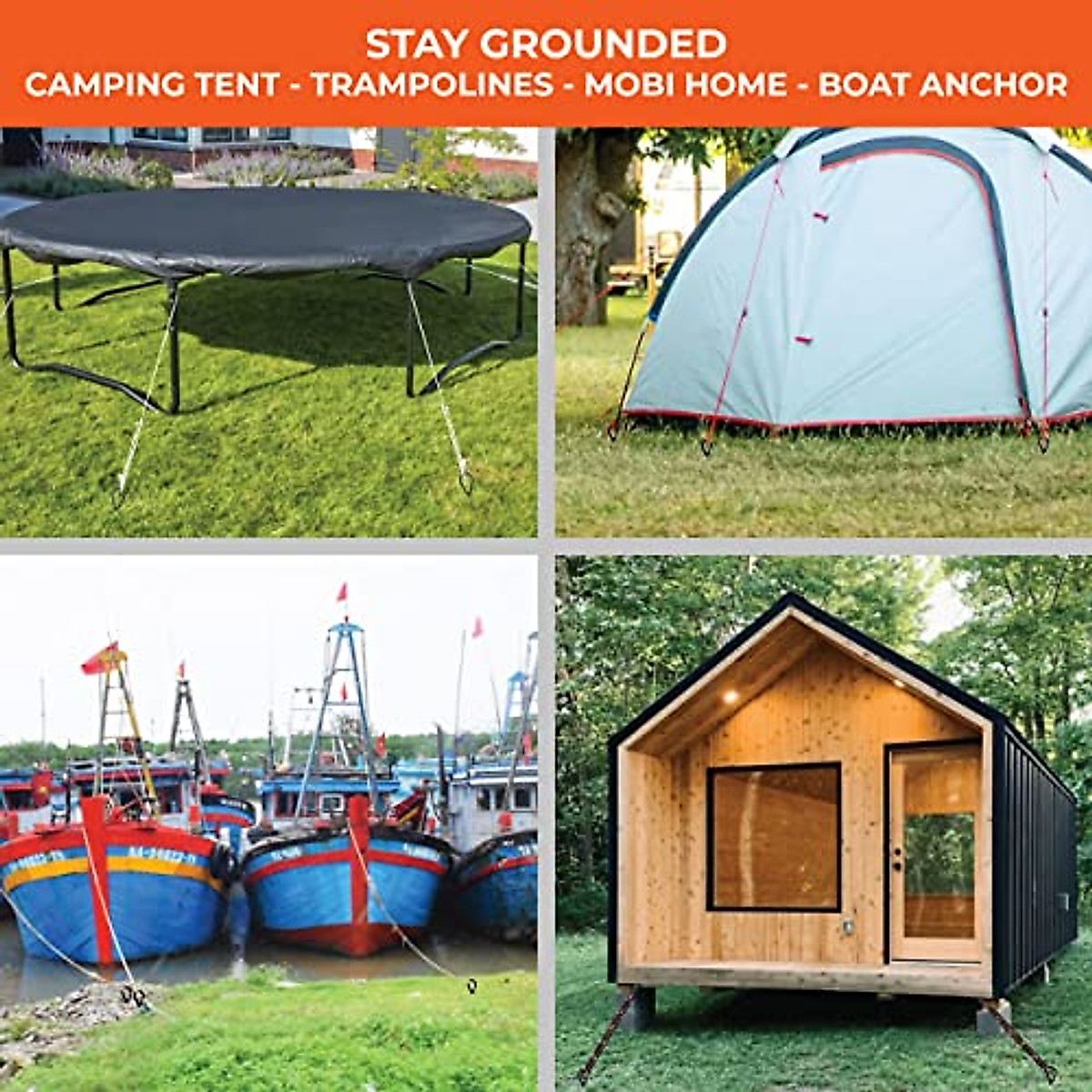 VASGOR 15” Ground Anchors (8pcs) Easy to Use with Drill, 3" Helix Diameter, Heavy Duty Anchor Hook for Camping Tent, Canopies, Car Ports, Sheds, Swing Sets, Securing Animals – Black Powder Coated (8)