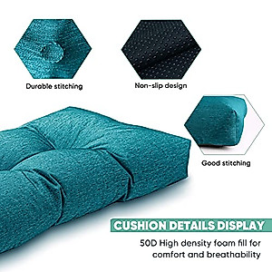 Millsilo Non Slip Bench Cushion for Indoor Outdoor Furniture, Water Resistant Durable Thicken Window Seat Cushions for Storage Bench, Long Bench Pads for Mudroom, 36x14x4 inch, Star Green