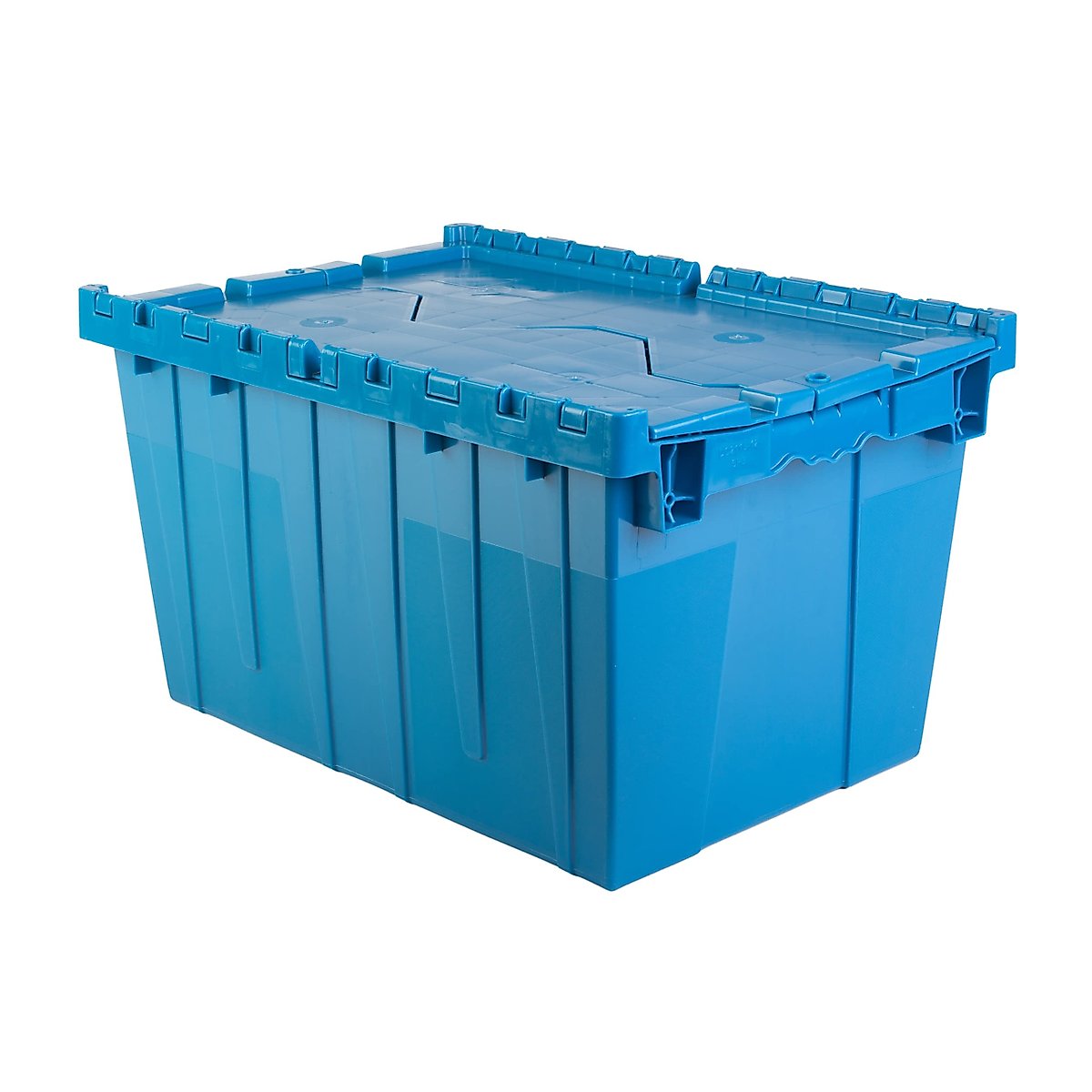 Hudson Exchange 21.9 x 15.2 x 12.8” (3 Pack) Storage Tote Distribution Container with Hinged Attached Lid, Blue