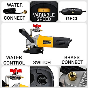 QuickT SPW702A Concrete Countertop Wet Polisher Variable Speed Grinder Sander Granite Stone Polisher Polishing Fabrication Tools Kit - 4" Diamond Polishing Pads for Concrete Granite Marble Tile Polish