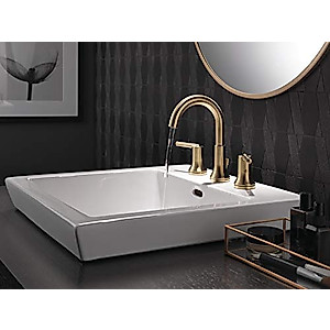 Delta Faucet Trinsic Widespread Bathroom Faucet 3 Hole, Gold Bathroom Faucet, Diamond Seal Technology, Metal Drain Assembly, Champagne Bronze 3559-CZMPU-DST