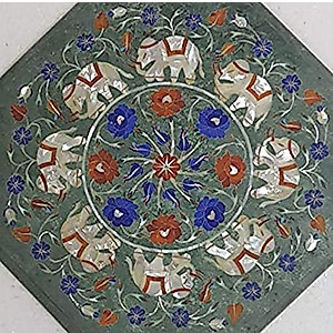 Green Marble Octagon Coffee Table Top Pietra Dura Ballard Designs Z Gallerie Dinner Table Pietra Dura, Green Marble Hot Plate, Piece Of Conversation, Family HeirLoom