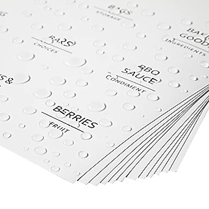 Talented Kitchen 157 Pantry Organization Labels for Food Storage Containers, Preprinted Black All Caps on Matte White Vinyl Stickers + Numbers for Minimalist Kitchen (Water Resistant)