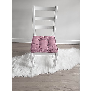 My Infinity Store Square Soft Tufted Velvet Corduroy Chair Pad Seat Cushion for Kitchen Bar Stool Dining Room Stadium Seat Reversible Portable with Handle Size 15.5 in (Navy, 1)