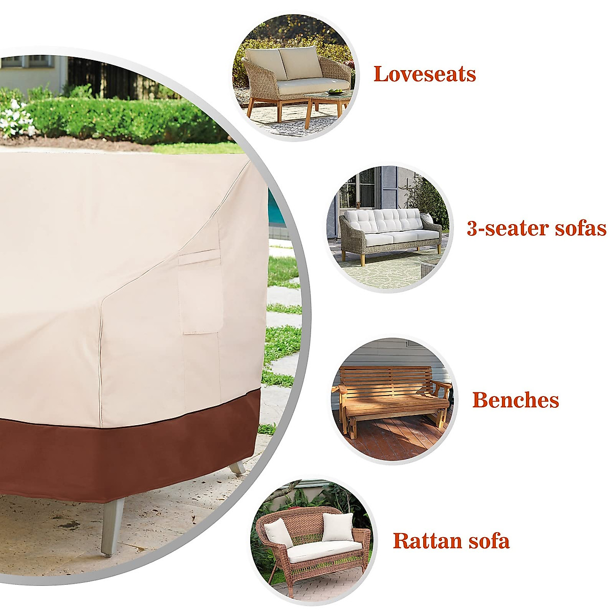 COSFLY Outdoor Furniture Covers Waterproof for Sofa, Patio Bench Covers for Outside Heavy Duty Fits up to 79W x 38D x 29H inches