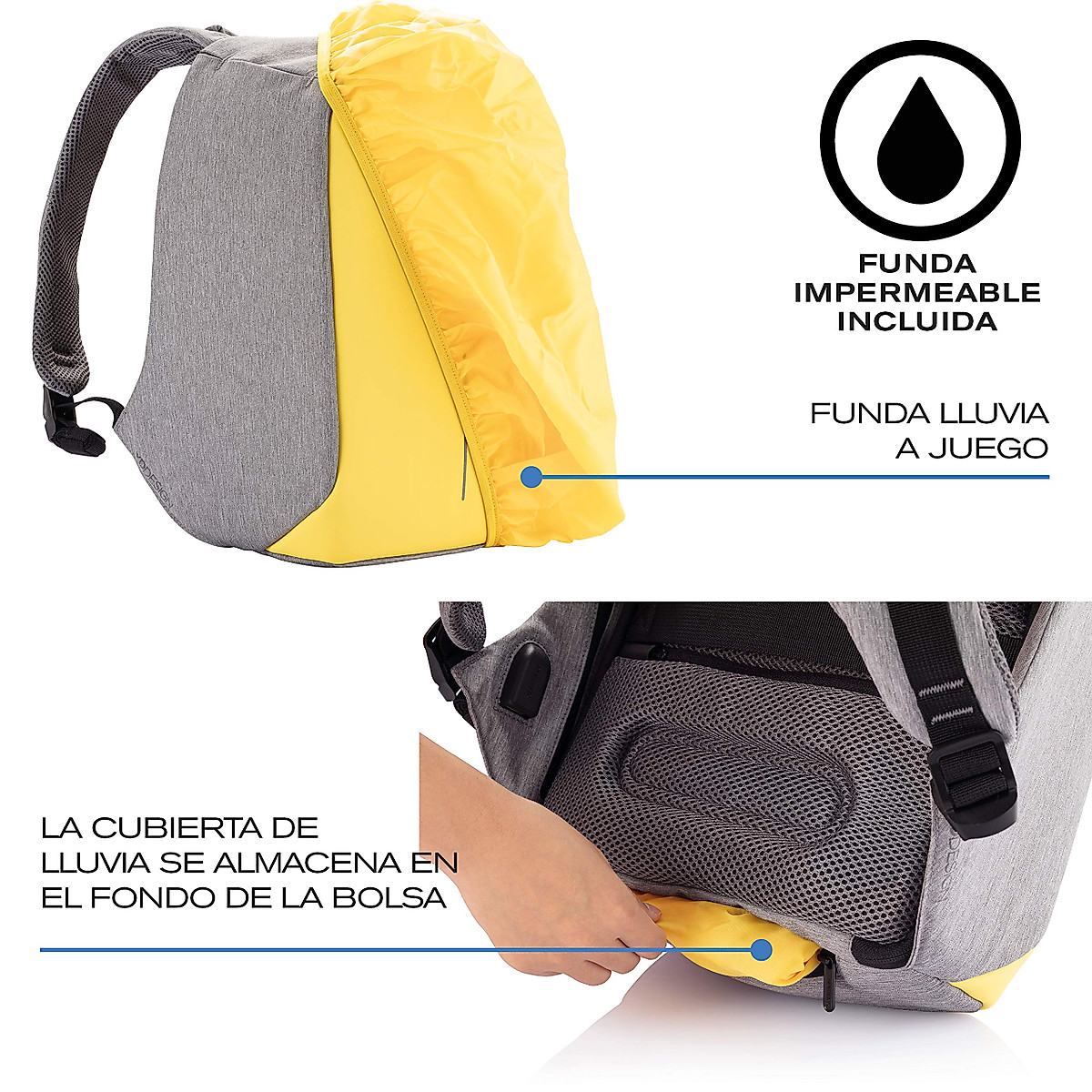 XDDesign Bobby Compact Anti-Theft Laptop USB Backpack Yellow (Unisex Bag)