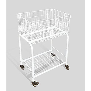 basket for garments storage, easy moved with wheels have brake, Laundry basket, white color，rolling basket