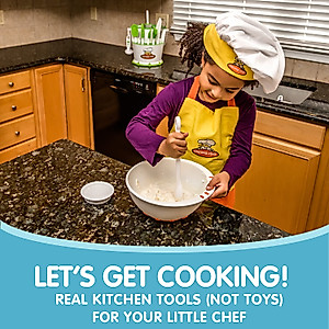 Curious Chef 11-Piece Yellow and Orange Chef's Kit for Kids, includes Real Cooking and Baking Tools, Dishwasher Safe and Made with BPA-Free Plastic