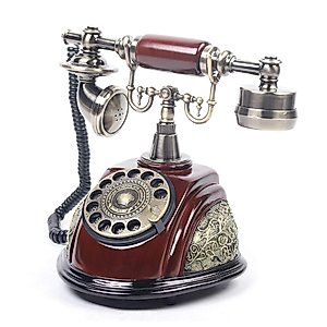 Rotary Phone, European Style Antique Landline Vintage Telephone Retro Landline Phone Old Fashioned Corded Phone for Home and Office