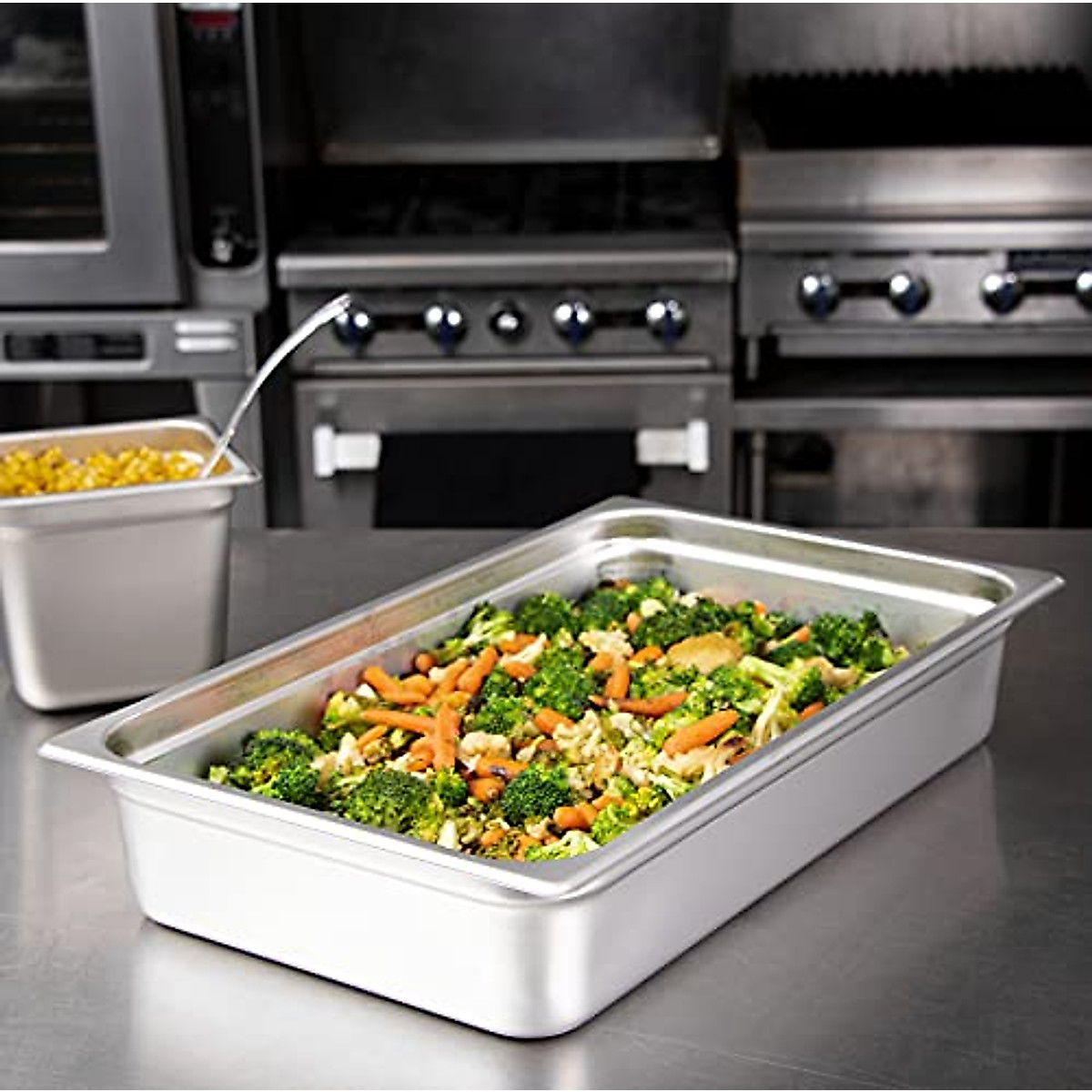 Carlisle FoodService Products Durapan Full-Size Steam Table Pan for Catering, Buffets, Restaurants, Stainless Steel, 4 Inches Deep, Silver, (Pack of 6)