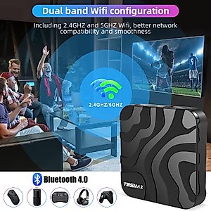 Android TV Box 12.0, T95Max H618 4GB RAM 64GB ROM Android Box with Quad Core GPU Mali-G31 MP2 Support 6K 3D, 2.4GHz/5GHz Dual WiFi with BT 4.0 USB 2.0 Smart TV Box