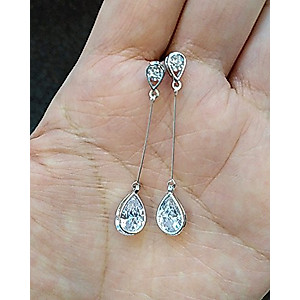 SBLING Platinum-Plated Cubic Zirconia Teardrop Earrings, 3.9 cttw, Teardrop