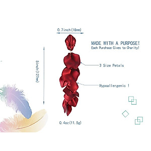 VIUJUH Long Rose Petal Dangle Earrings - Fashion Boho Acrylic Flower Earrings - Large Statement Resin Floral Earrings for Lady, Bridal, Great for Pageant, Prom, Gifts Box (Pearl Red)
