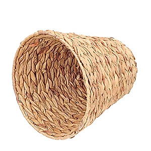 SEWACC Woven Water Hyacinth Wicker Waste Basket Natural Woven Trash Can Round Wastebasket Garbage Bin for Bathroom Essentials Sundries Laundry 27cm