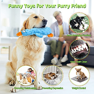 IOKHEIRA Dog Plush Toy for Large Aggressive Chewers,Indestructible Dog Squeaky Toys,Stuffed Animals Toys with Cotton Material and Crinkle Paper,Durable Chewing Toys (Blue-Green, Duck)