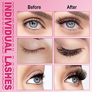 Lash CIusters 320Pcs Individual Lashes 3D Fluffy Cluster Lashes Natural Look Eyelash Clusters Faux Mink Wispy Lashes 30D+40D-D Mixed DIY Lash Extension (3D Fluffy-30D+40D-D,8-16mix)
