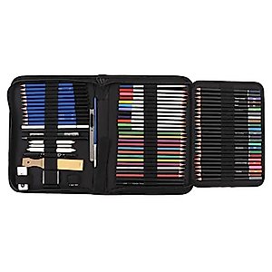 100-Piece Multifunctional Sketch Set in Portable - Complete Artist Kit for Sketching Drawing and Coloring at Home School or On-the-Go