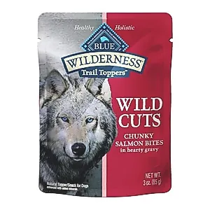 Blue Buffalo Wilderness Trail Toppers Wild Cuts Natural High-Protein Dog Wet Food, Salmon Bites in Hearty Gravy, 3-oz Pouch, 24 Count