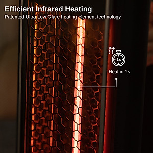 EAST OAK 1200W Patio Heater, Under Table Electric Heater with Double-Sided Design Silent Heating, IP65 Waterproof Portable Outdoor Heater with Handle and Protection from Tip-Over & Overheating