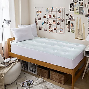 Hansleep Memory Foam Mattress Topper Twin XL, Cooling Mattress Pad for College Dorm Single Bed, Breathable Twin Extra Long Mattress Covers with Deep Pocket, 39x80 Inches, White