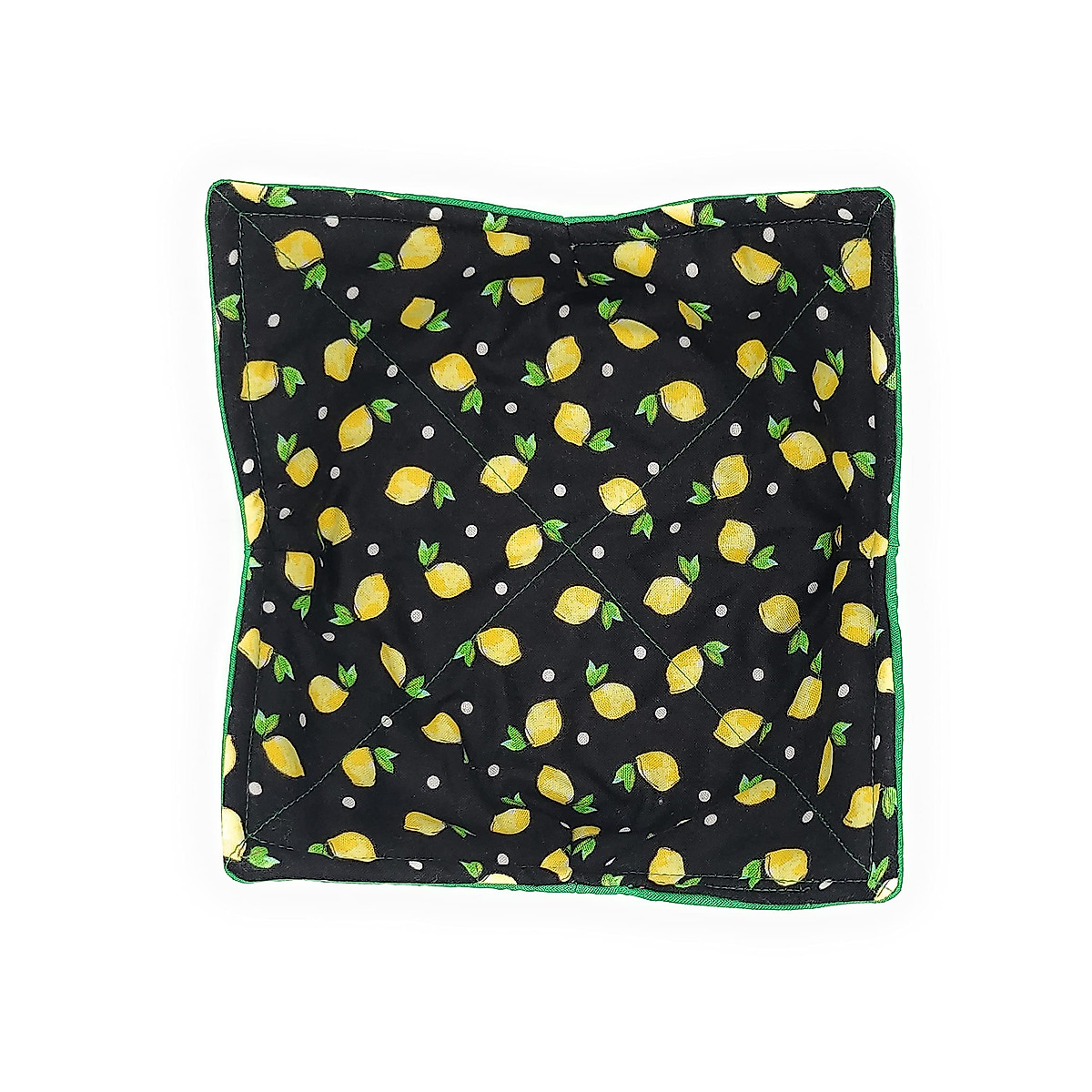 Lemon Polka Dot Microwave Bowl Cozy Vintage Inspired Reversible Microwaveable Potholder Retro Soup Buddy Kitchen Linens 50s Diner Handmade Housewarming Hostess Teacher Gifts Under 10