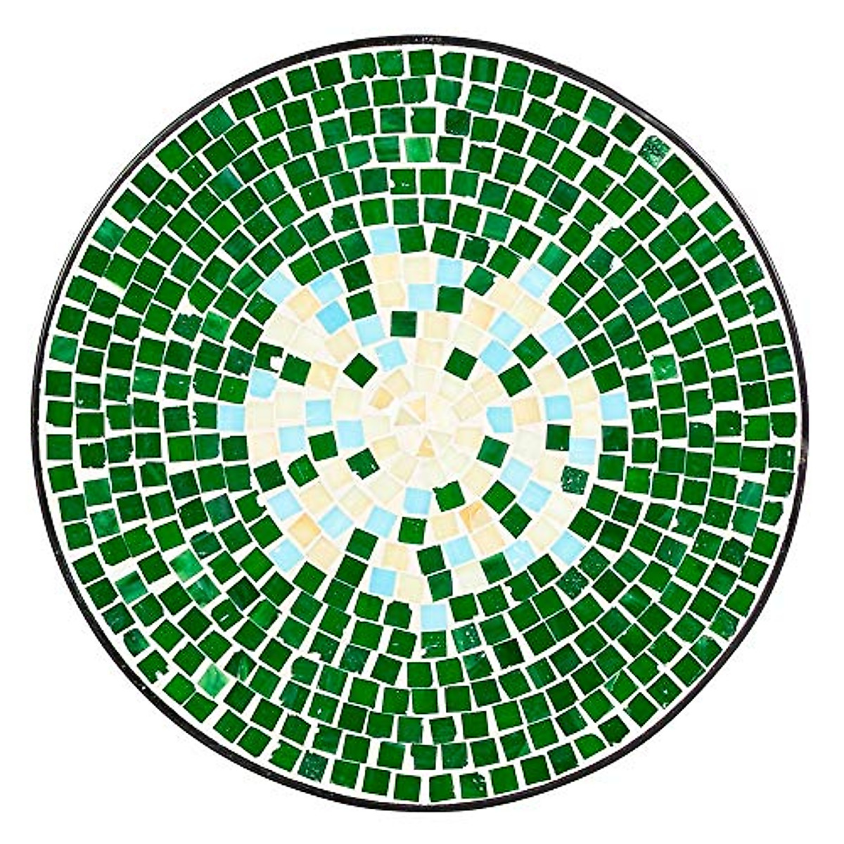 Henf Mosaic Side Table Outdoor Patio Accent Table, 14" Round Coffee Table End Table Plant Stand Decor for Porch Balcony Deck Pool