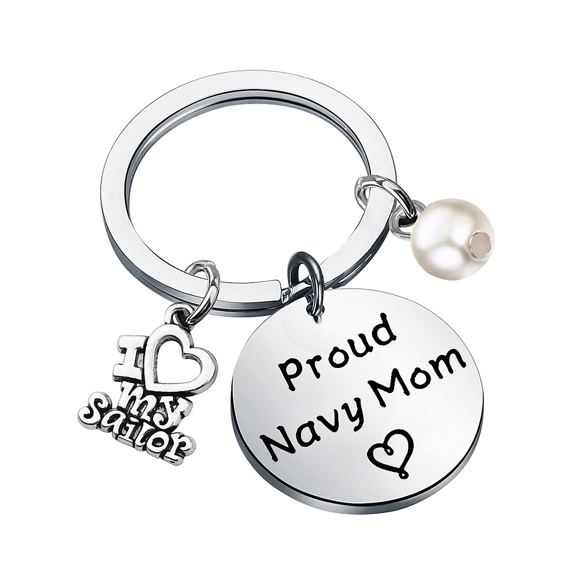 Gzrlyf Navy Mom Keychain I Love My Sailor Proud Navy Mom Navy Deployment Gifts (Proud Navy Mom Keychain)