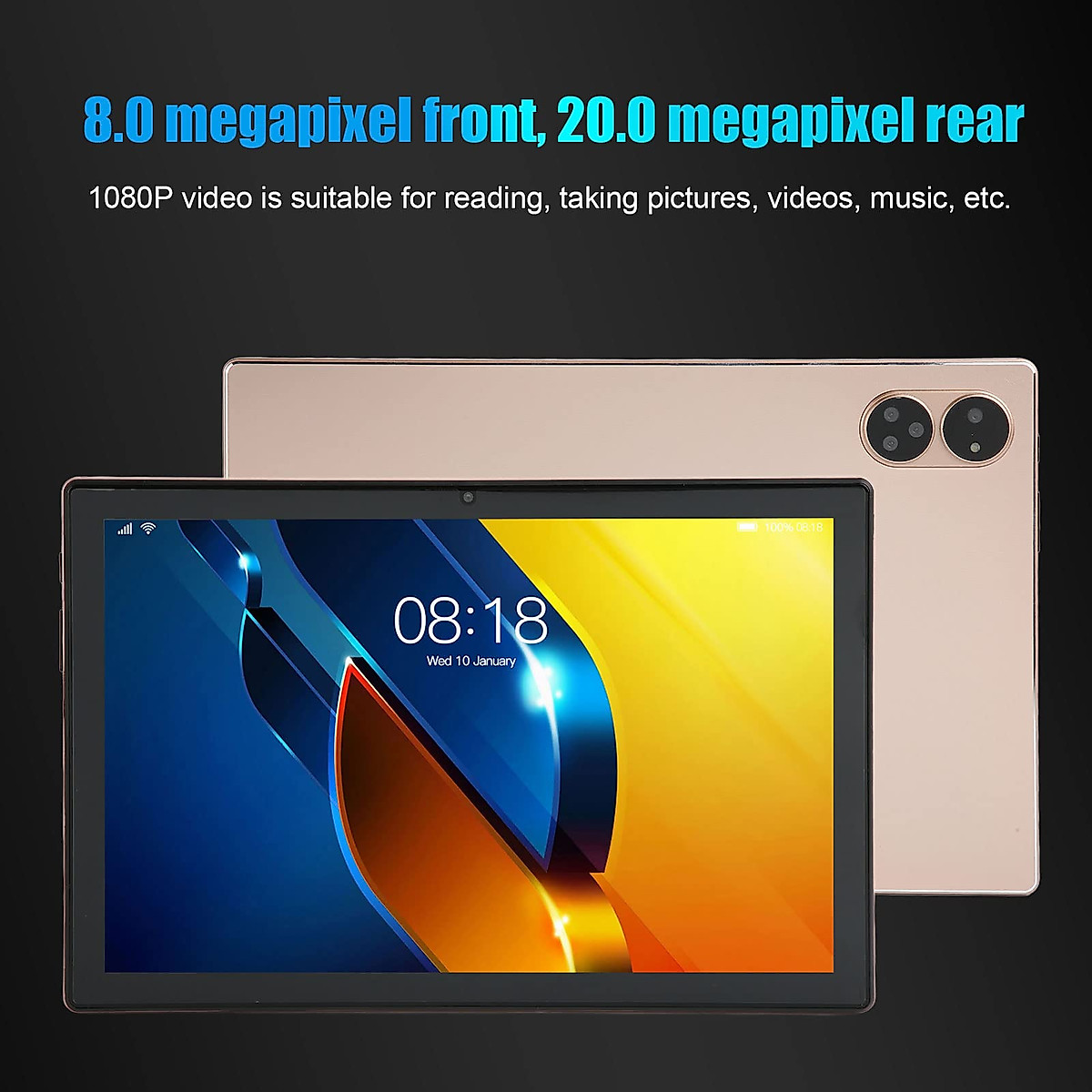 10 Inch Tablet with 6GB 128GB Memory, Octa Core CPU Processor, 2.4G 5G Dual Band WiFi, 1920X1200p 800W 2000W, 8800mAh C Port, Suitable as a Learning Gift for Children(USA)