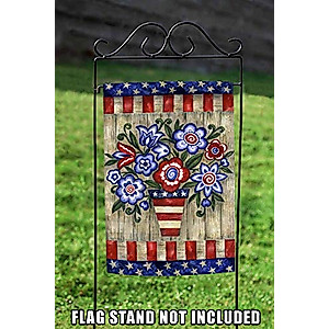 Toland Home Garden 118228 Patriotic Flowers Patriotic Flag 12x18 Inch Double Sided Patriotic Garden Flag for Outdoor House Flower Flag Yard Decoration