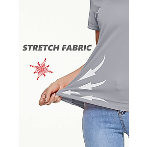 TACVASEN Womens Short Sleeve Shirts Athletic Workout Tops UPF 50+ Rash Guard Running Crew Neck Summer T-Shirts Light Grey M