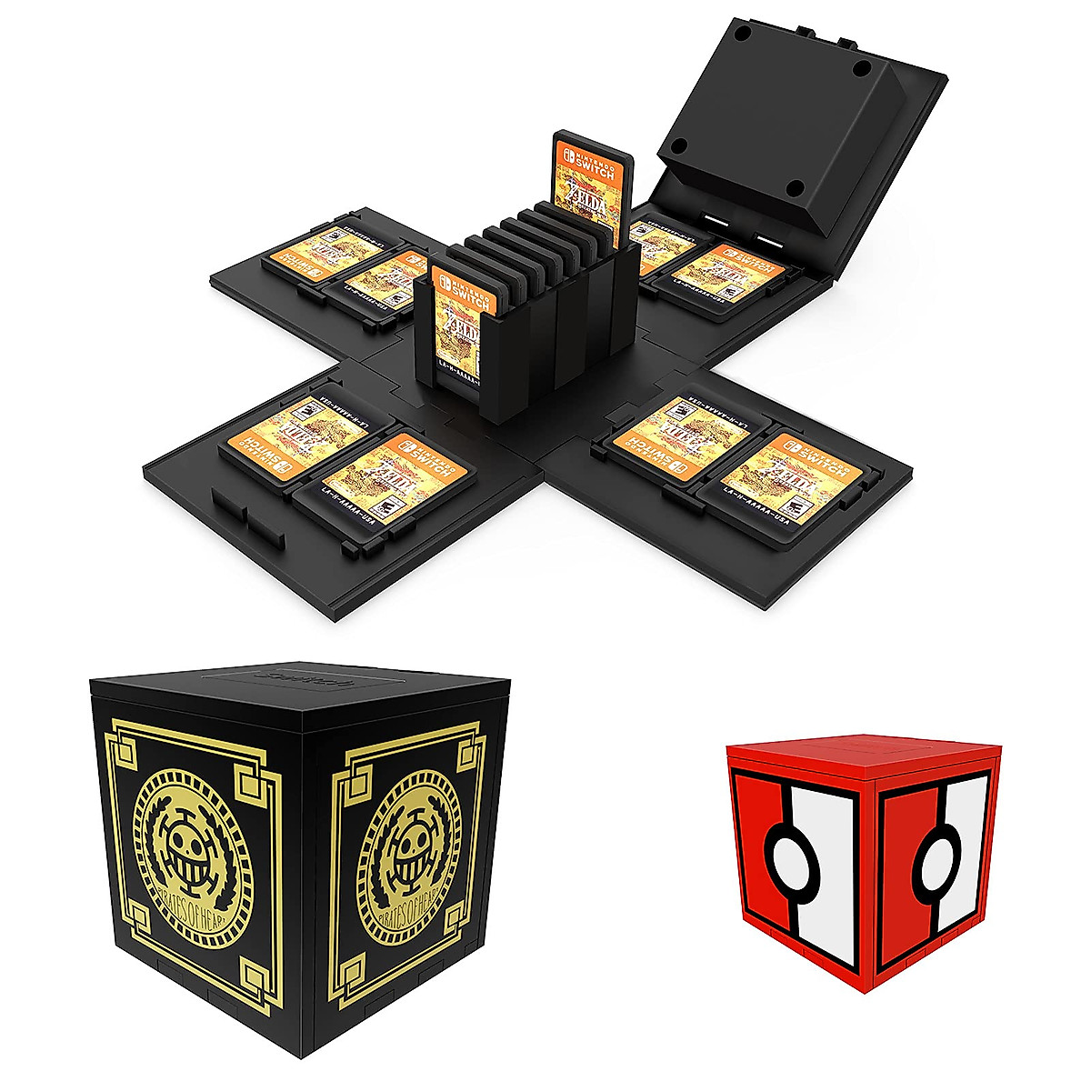 UFOPETIE Game Storage Box for Switch Game Card One Piece Games Cube up to 16 Games,Foldable Nintendo Switch Game Card Case Cube Nintendo Switch Game Storage Box